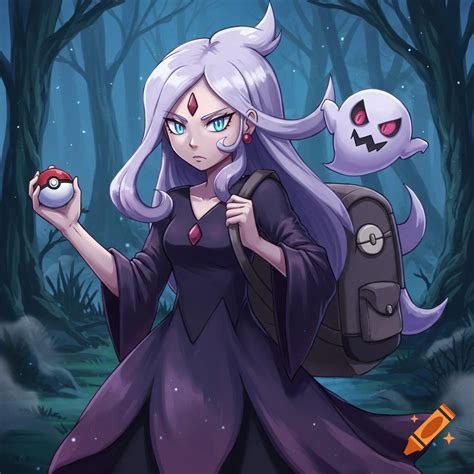 Female Ghost Type Pokemon Trainer On Craiyon