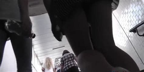 Upskirt Public Video Filmed On The Subway Stairs