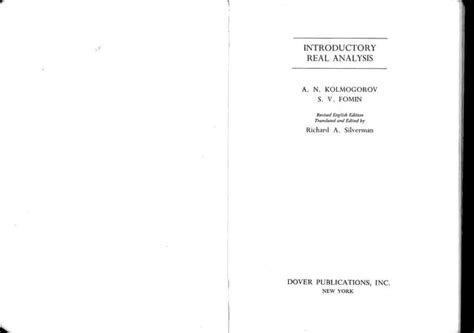 Introductory Real Analysis A N Kolmogorov S V Fomin Etc Z Pdf