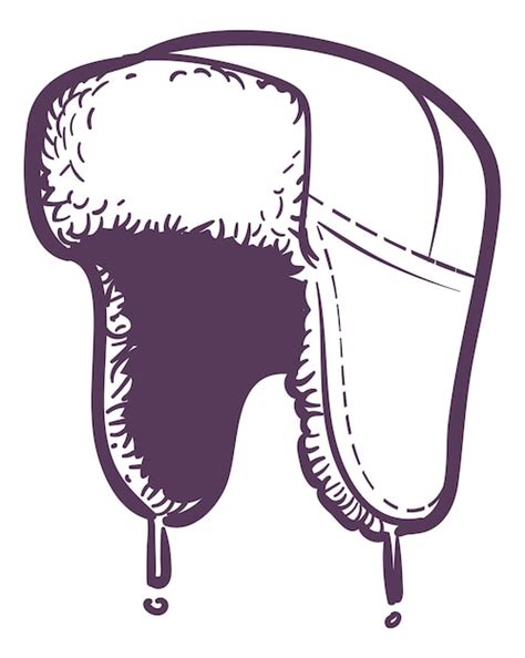Winter Trapper Hat Sketch Fur Winter Ushanka Premium Vector