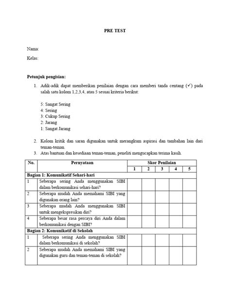 Pre Test Dan Post Test Pdf