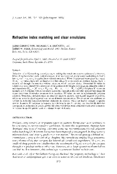 Pdf Refractive Index Matching And Clear Emulsions