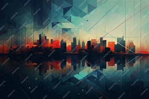 Abstract Cityscape With Geometric Shapes And Lines Premium Ai Generated Image