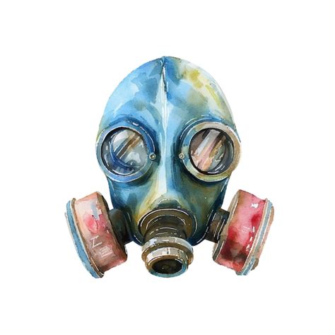 Premium Vector Cute Gas Mask Vector Illustration In Watercolor Style