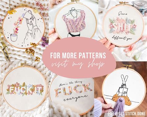 Pdf Pattern Get Naked Bundle Modern Line Hand Embroidery Etsy