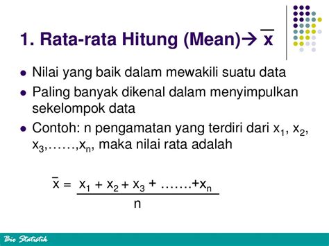 Menghitung Nilai Rata Rata Suatu Distribusi Data