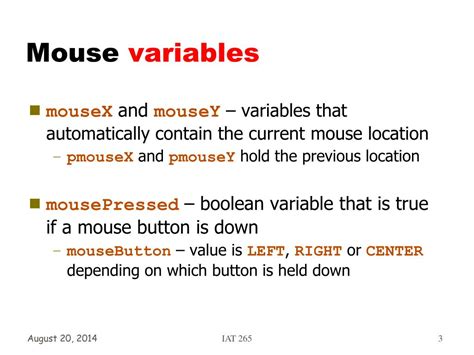 Ppt Iat 265 Lecture 4 Mouse Interaction And Collision Detection Powerpoint Presentation Id3317222