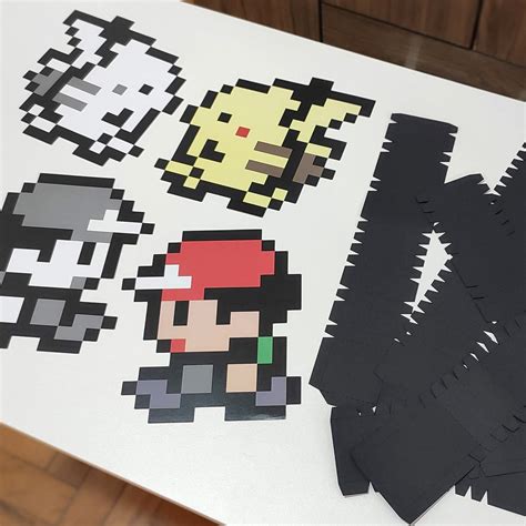 Ash And Pikachu 3d Pixel Art Papercraft Paper Toy Pokemon Yellow Red