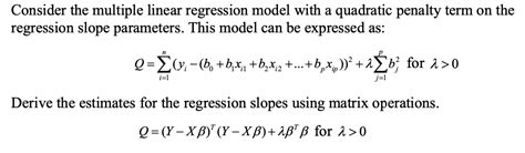 Solved Consider The Multiple Linear Regression Model With A