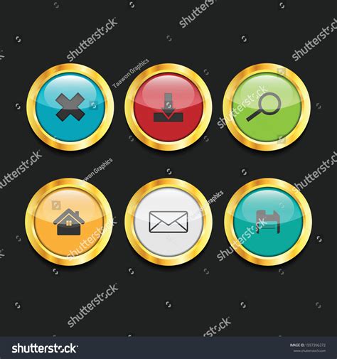 D Ui Circle Button Icon Set Stock Vector Royalty Free Shutterstock
