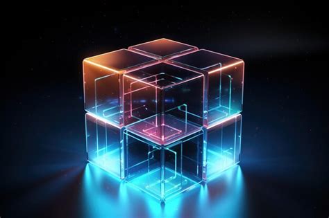 Premium Photo Glowing Cube On Black