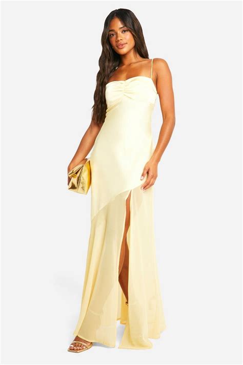Satin And Chiffon Mix Maxi Dress Boohoo Usa