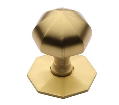 Heritage Brass Faceted Centre Door Knob Satin Brass V880 Sb