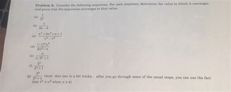 Solved Problem A Consider The Following Sequences For Each Chegg