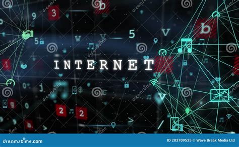 Animation Of Connected Icons Forming Globes Over Text Letters Symbols