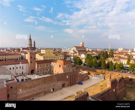 Aerial View Of Novara In Italy With Its Famous San Gaudenzio Dome Stock