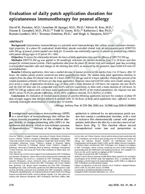 Evaluation Of Daily Patch Application Duration For Epicutaneous Immunotherapy For Peanut Allergy