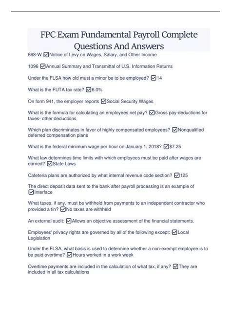 Fpc Exam Fundamental Payroll Complete Questions And Answers Fpc Fundamental Payroll Stuvia Us