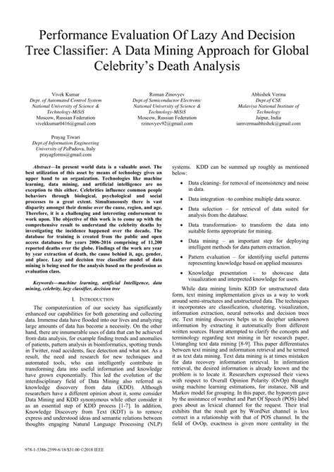 pdf performance evaluation of lazy and decision tree classifier a