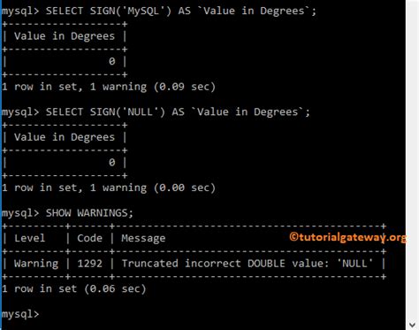 Mysql Sign Function