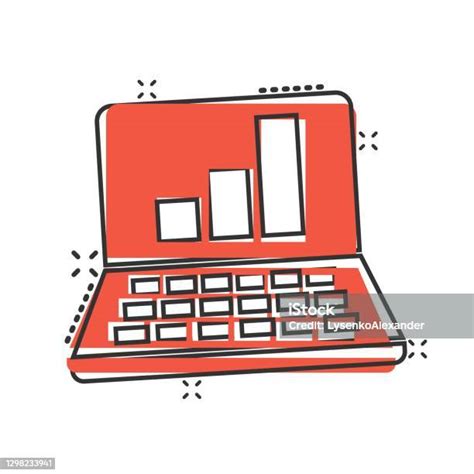 만화 스타일의 노트북 차트 아이콘 흰색 격리 된 배경에 Seo 데이터 만화 벡터 그림 컴퓨터 다이어그램 스플래시 효과 비즈니스 개념 개념에 대한 스톡 벡터 아트 및 기타