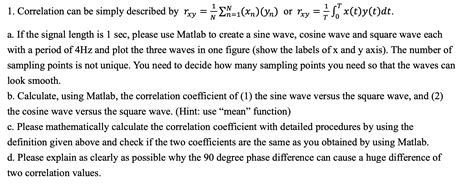 Solved 1 T 1 Correlation Can Be Simply Described By Rxy