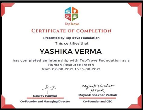 Yashika Verma On Linkedin Successfully Completed 1week Internship From