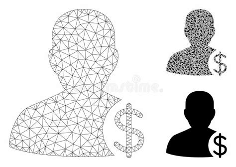 Dollar Account Client Vector Mesh Network Model And Triangle Mosaic Icon Stock Vector