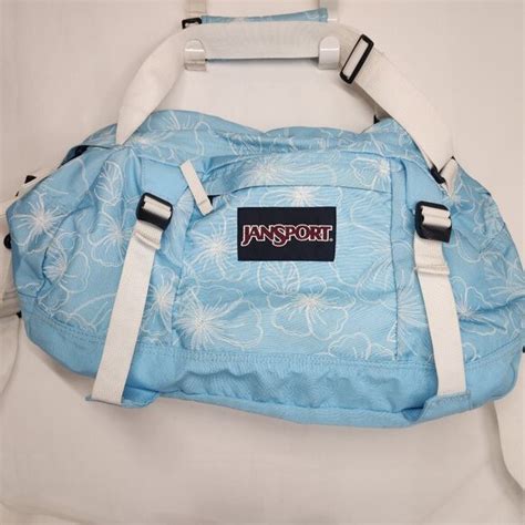 Jansport Bags Jansport Duffel Bag Blue Hawaiian Flower Sport Gym