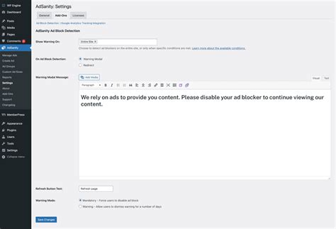 Ad Block Detection The Adsanity Plugin