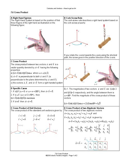 76 Cross Product Pdf Cartesian Coordinate System Angle