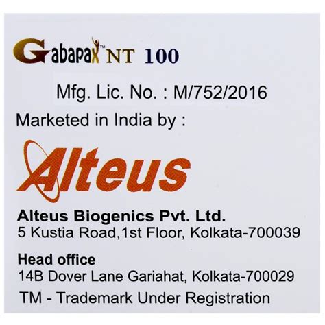 Buy Gabapax Nt 100 Mg Tablet 15 Tab In Wholesale Price Online B2b Retailershakti