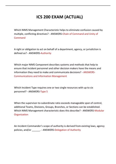 Ics 200 Exam Actual 2024 Questions And Answers Ics 200 Stuvia Us