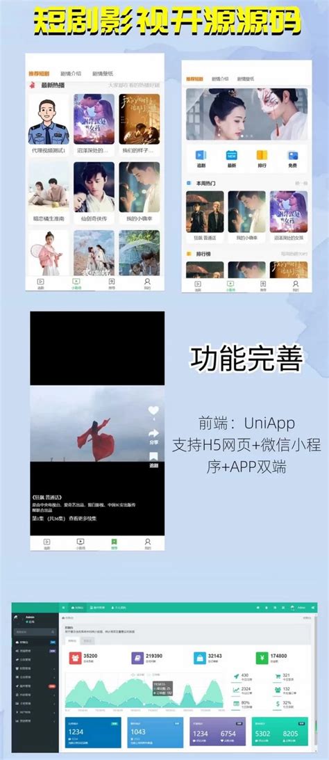 更新版短剧影视开源源码，微信小程序h5网页付费模式会员系统 猴王码栈
