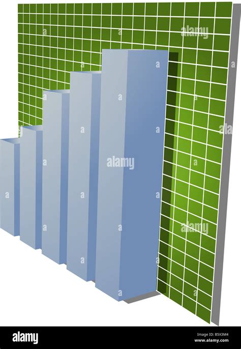 Three D Barchart And Upwards Line Graph Financial Diagram Illustration Over Square Grid Stock