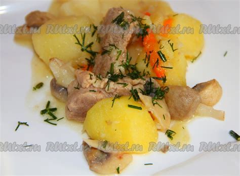 Жаркое с грибами и мясом 9 фото в рецепте