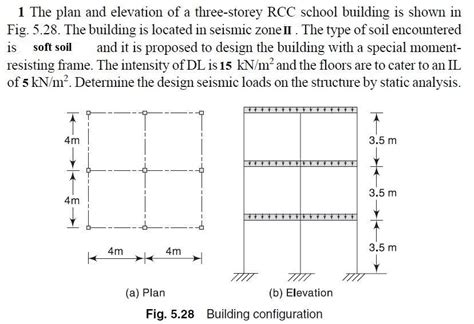 Solved 1 The Plan And Elevation Of A Three Storey RCC Babe Chegg Com