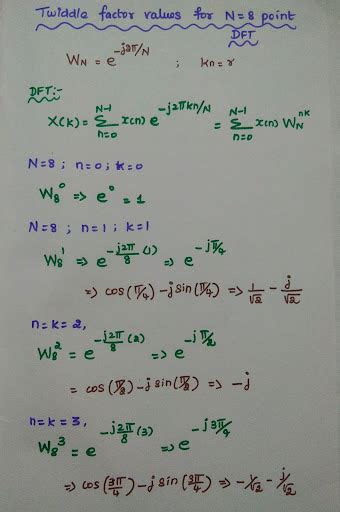 Twiddle Factor Its Values And Properties In Dft