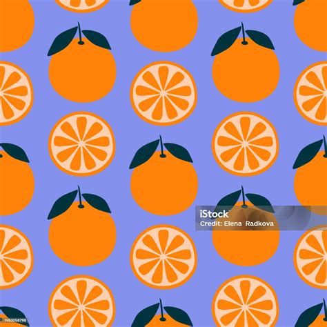 열대 밝은 오렌지와 나뭇잎 손으로 그린 벡터 삽화 화려한 수분이 많은 과일 벽지 또는 직물에 대 한 완벽 한 패턴입니다 0명에 대한 스톡 벡터 아트 및 기타 이미지 Istock