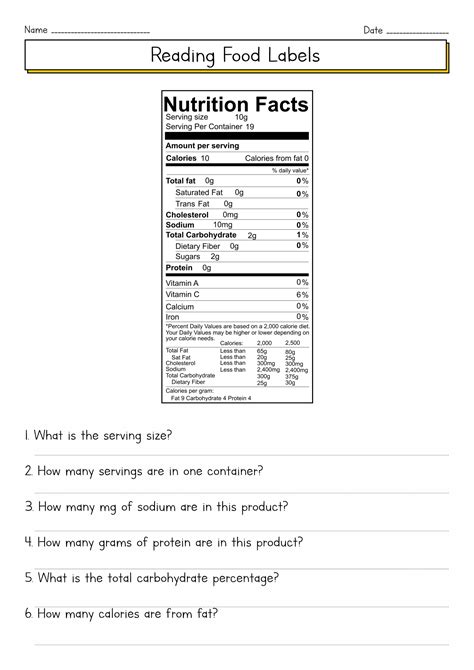 15 Reading Labels Worksheets With Questions Free Pdf At