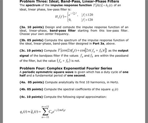 Problem Three Ideal Band Pass Linear Phase Filters Chegg