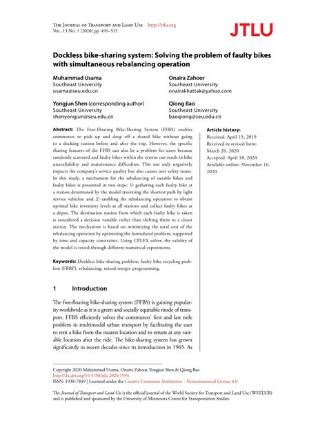 pdf dockless bike sharing system solving the problem of faulty bikes with simultaneous