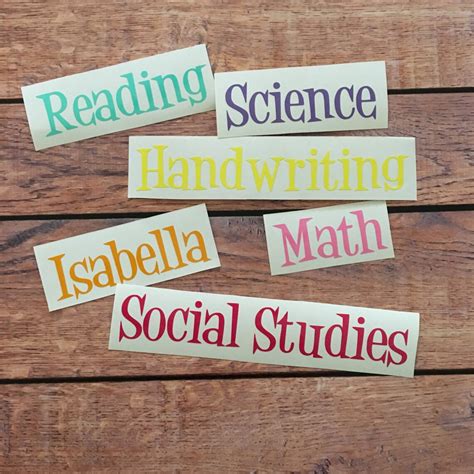 2 Notebook Subject Labels Solid Colors Set Of 4 Etsy