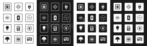 Set Electric Plug Light Switch Circuit Scheme Electrical Outlet Processor With Microcircuits