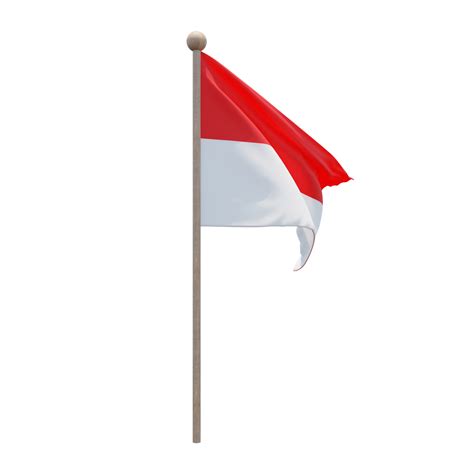 Indonesia 3d Illustration Flag On Pole Wood Flagpole 11234432 Png