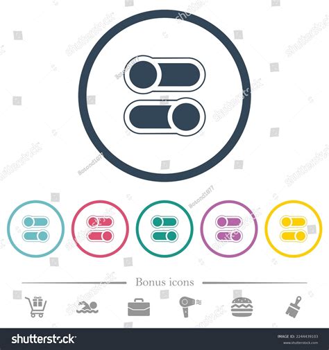Horizontal Toggle Switches Alternate Flat Color Stock Vector Royalty Free 2244439103