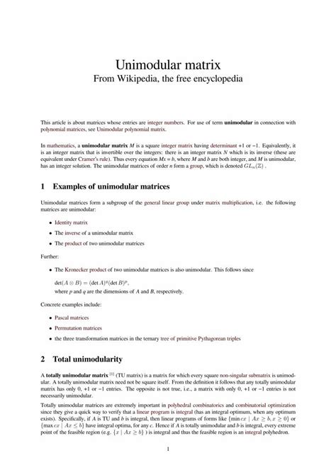 Pdf Unimodular Matrix Dokumentips