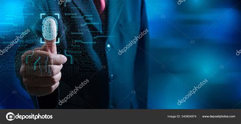 Fingerprint Scan Provides Security Access Biometrics Identification Businessman Scan Fingerprint