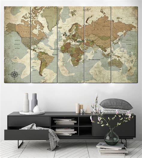 Extra Large Wall Art World Map Exclusive World Map Canvas Print Canvas World Map Art Photo World