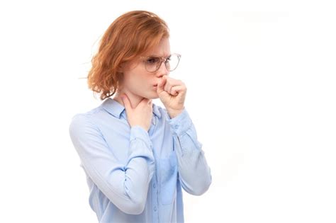Premium Photo Portrait Of Young Redhead Woman Coughing Suffering From